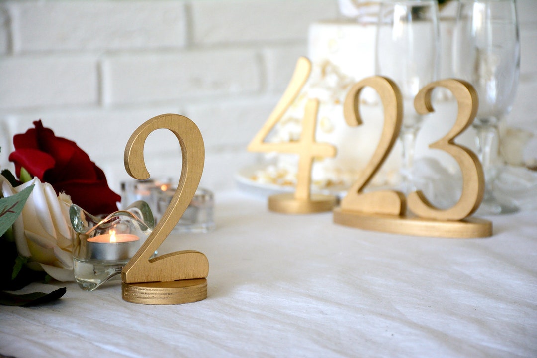 Gold Table Numbers for Wedding. Wooden Signs. Table Numbers Wood. Party ...