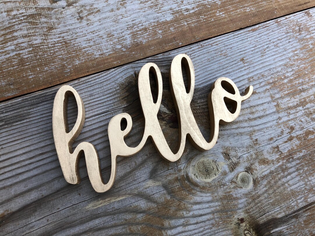 Hello Sign Hi Wooden, Gold, Sign for Wall, Shelf Decor, Standing Wood ...