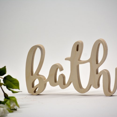 Bath Sign Rustic Wooden Letters Bathroom Wall Decor Home Decor | Etsy