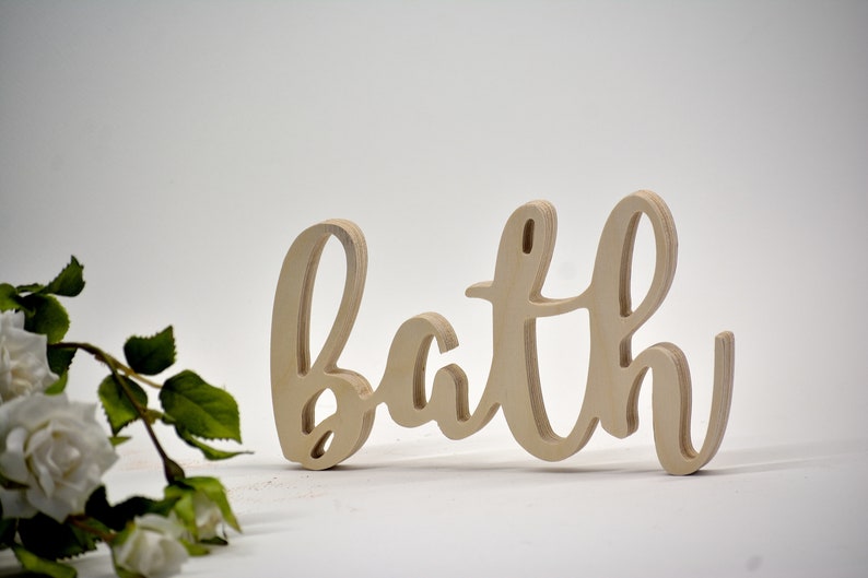 Bathroom Sign Rustic Wooden Letters Bath Wall Decor Home Decor Wooden ...
