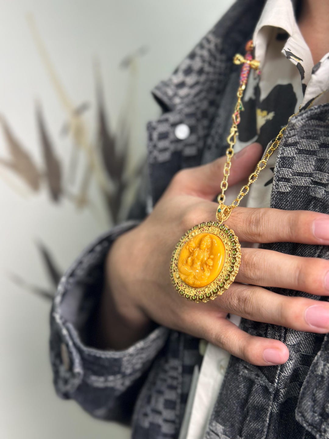 Amber Tara Pendant Necklace • Silver Buddhist Jewelry • Tibetan Goddess ...