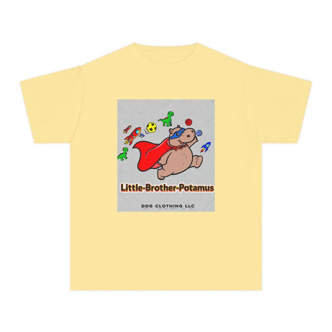 Superhero Hippo Little Brother Potamus Youth Tee | Kids Superhero Shirt ...
