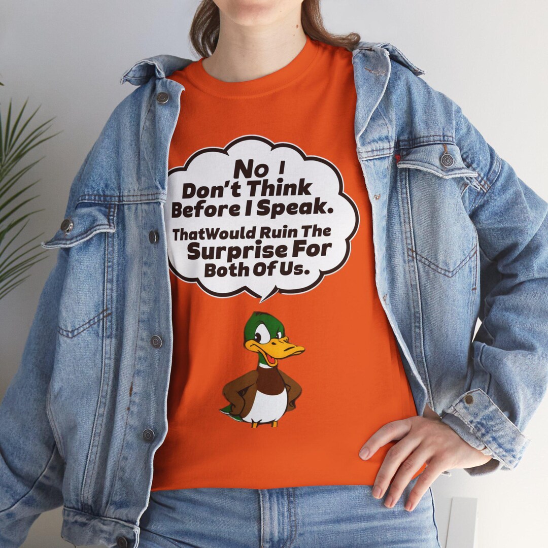 Thinking Duck Cartoon T-shirt | Funny Speech Bubble Quote Tee - Etsy