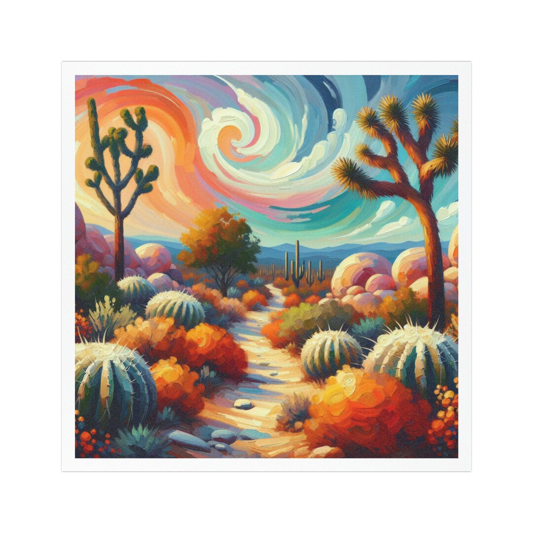 Desert Botanical Art Print, Southwest Landscape, Cactus Wonderland - Etsy