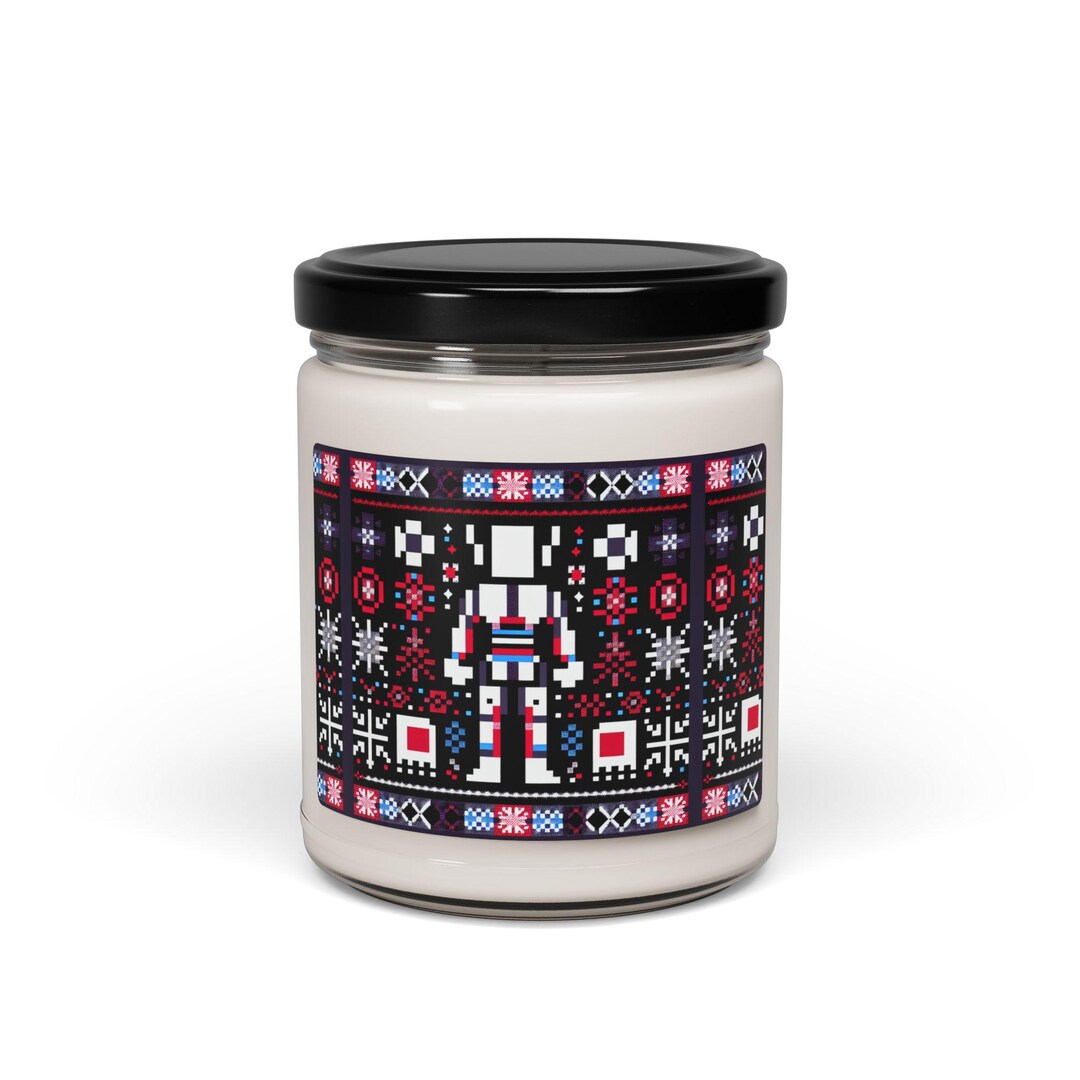 Scented Candle 9oz Gift Pixel Art Robot Tapestry Retro 8-bit Scifi Wall ...