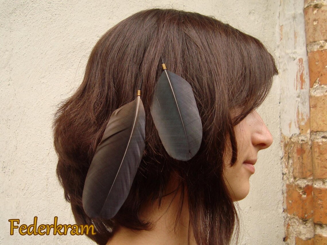 Krähe Feder Haar Extension Schwarz, Haarschmuck Clips Haarspange ...
