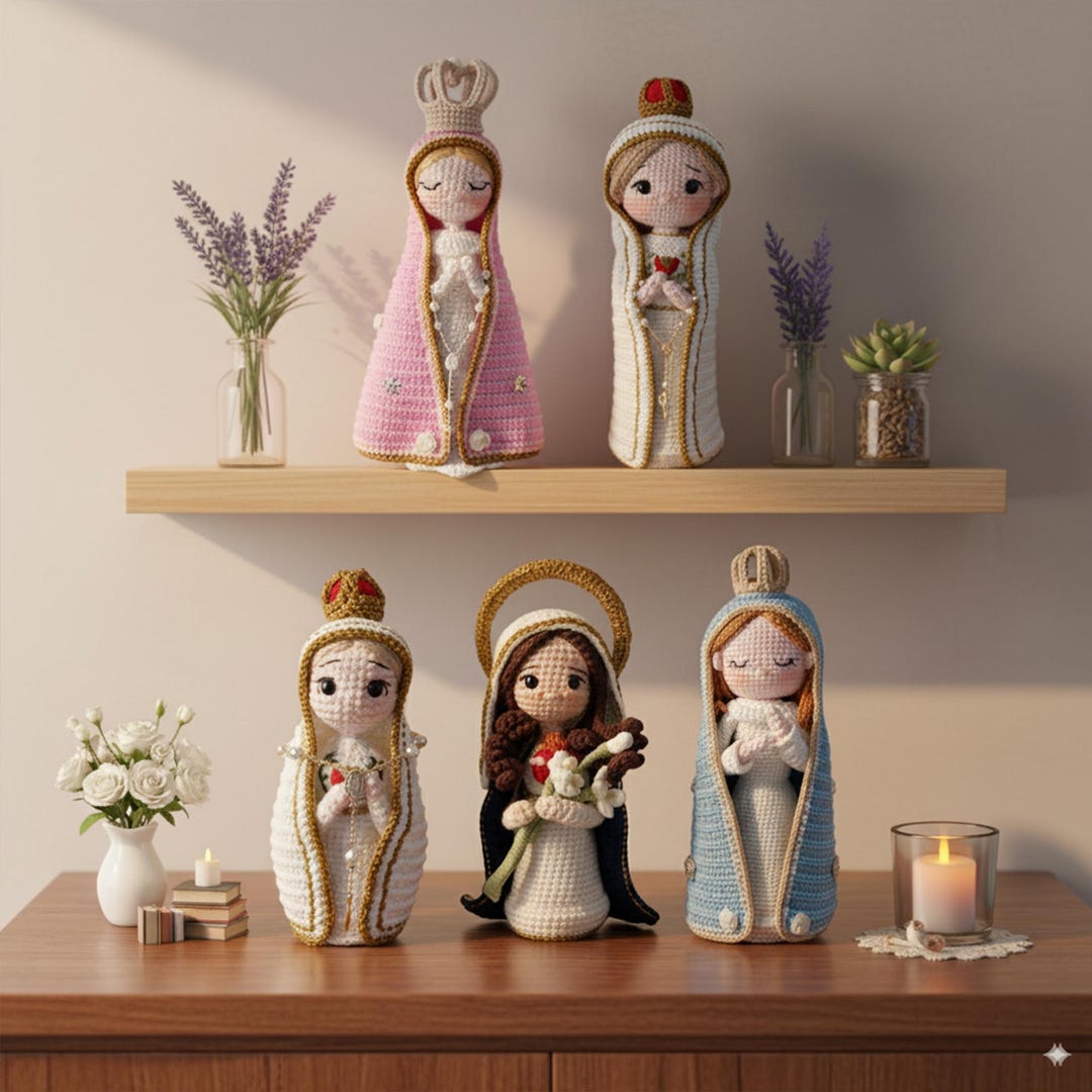 Handmade virgin mary amigurumi doll, crochet blessed mother plush ...