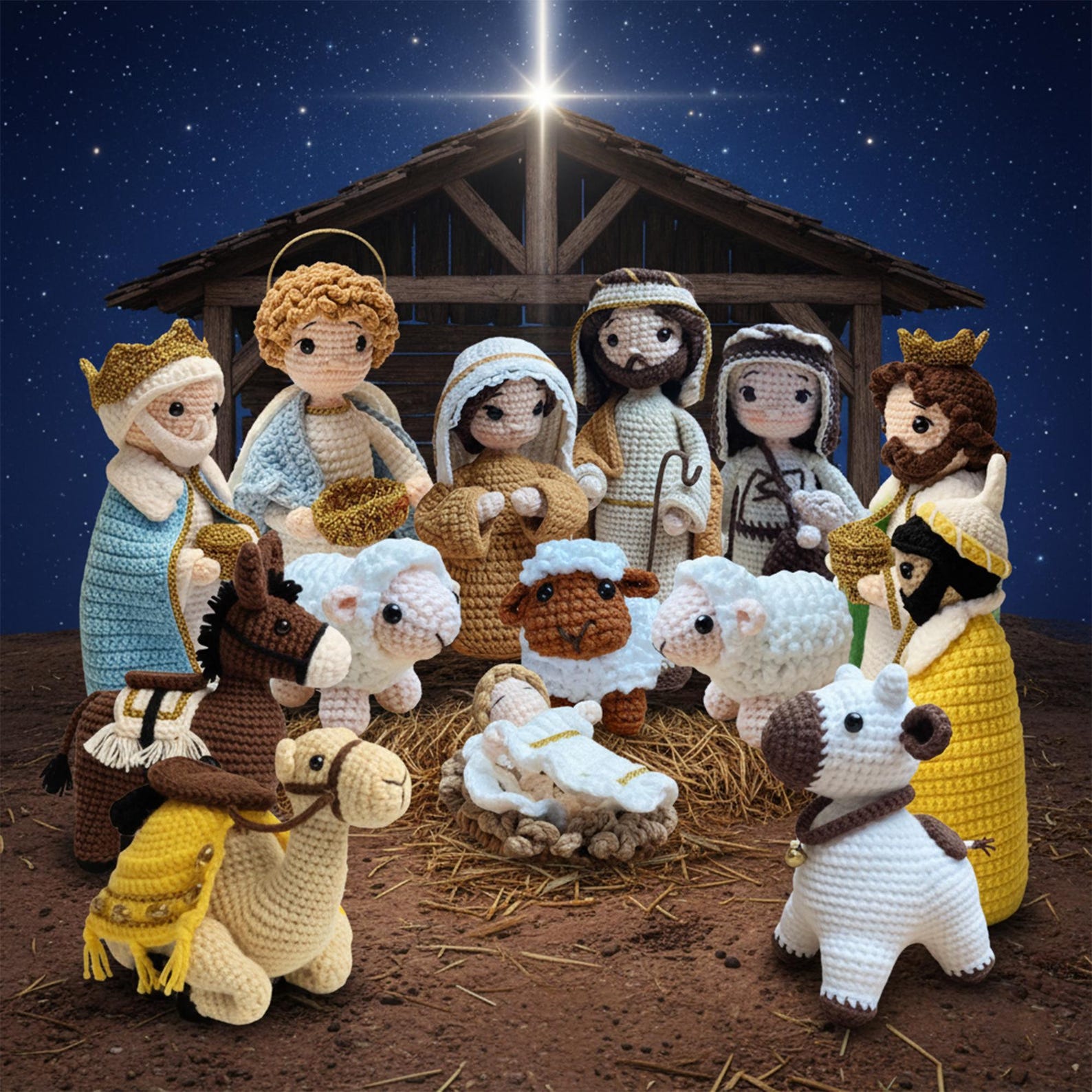 Custom Crochet Nativity Scene Doll, Holy Family Crochet Set, Crocheted ...