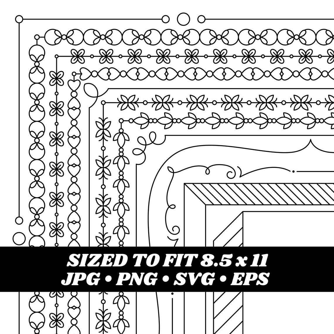 Digital Frames Clipart, Digital Borders, 8.5 X 11, Heart, Leaf Border ...