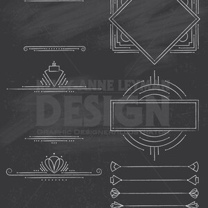 Chalkboard Art Deco Digital Frame Clipart, Digital Label Clip Art Set ...
