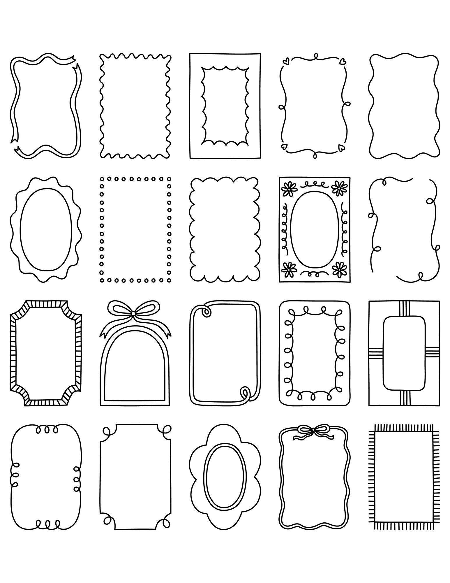 Digital Frames Clipart, Doodle Frames Clipart, Bow, Hand Drawn Frames ...