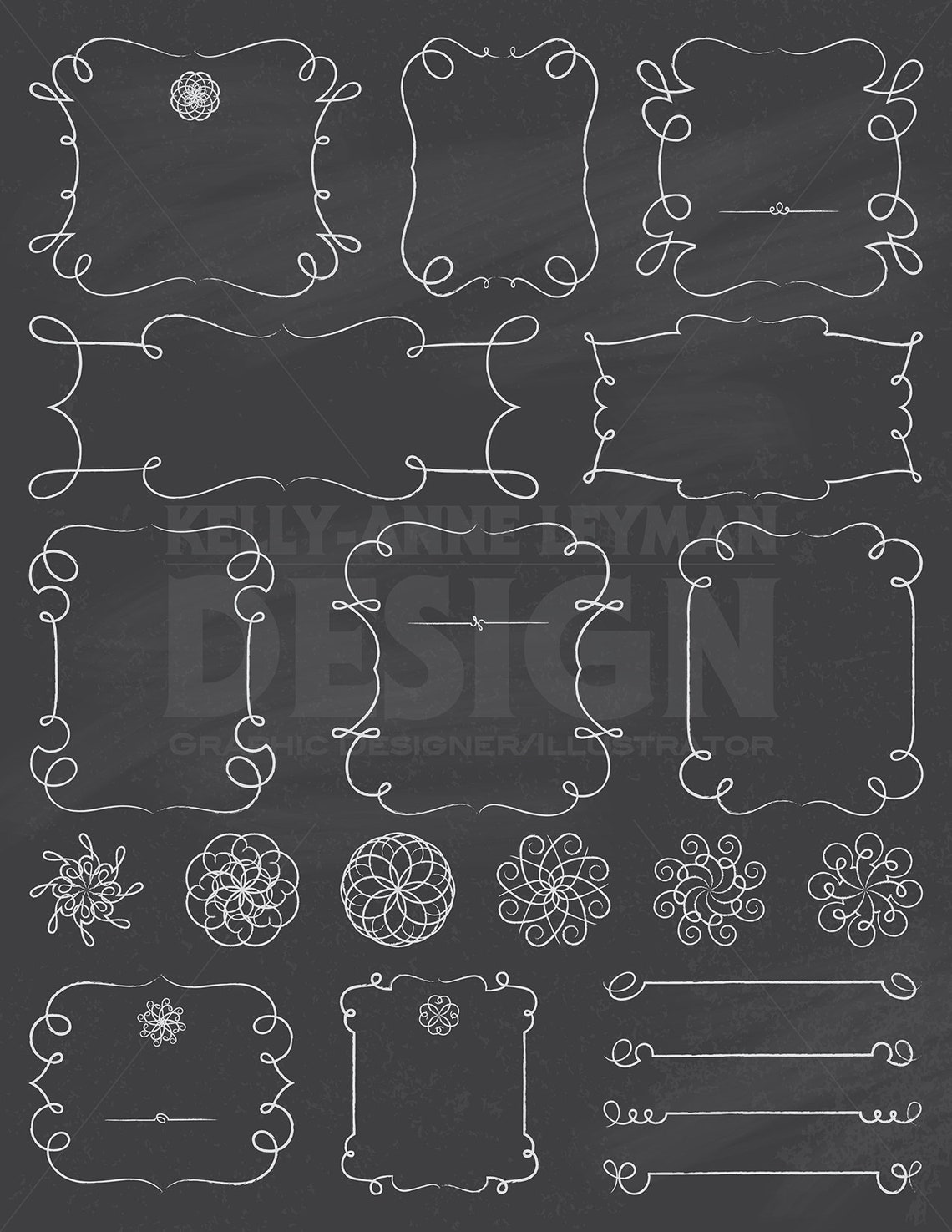 Chalkboard Swirl Digital Frame Digital Label Clip Art - Etsy