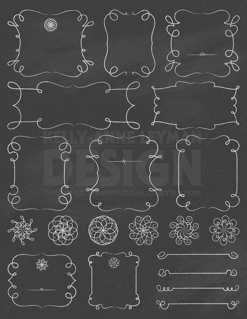 Chalkboard Swirl Digital Frame Digital Label Clip Art - Etsy