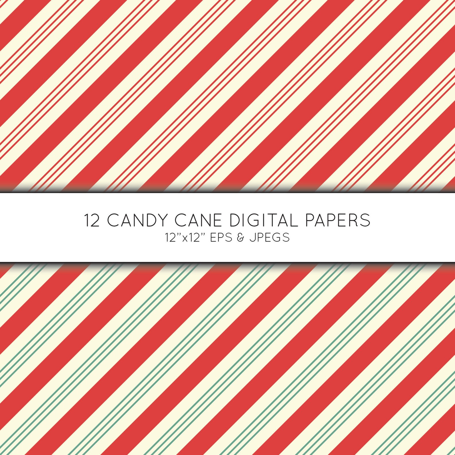 Christmas Digital Paper Holiday Striped Scrapbook Paper - Etsy