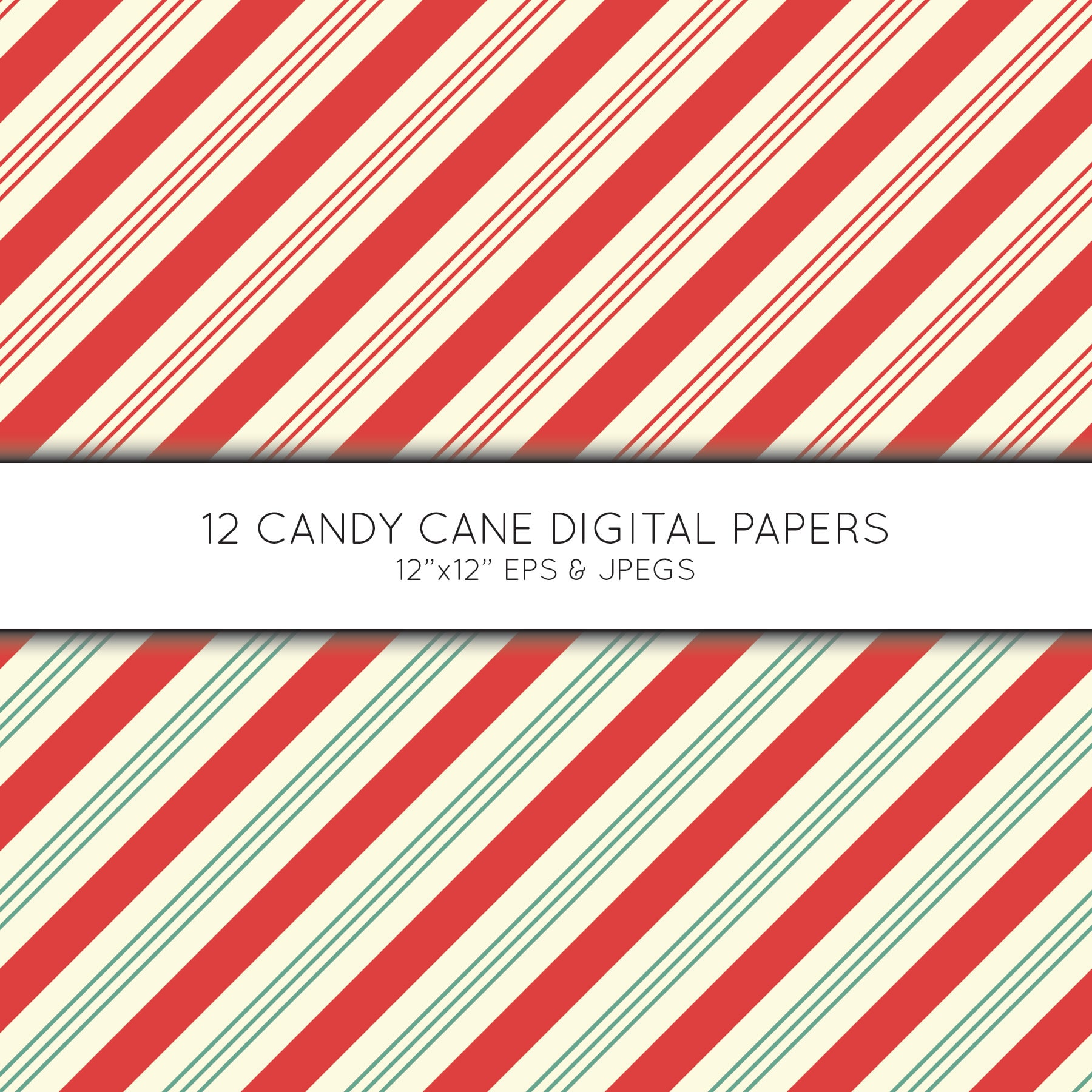 Christmas Digital Paper Holiday Striped Scrapbook Paper - Etsy