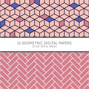 Geometric Digital Paper, Geometric Scrapbook Paper, Digital Paper Pack ...