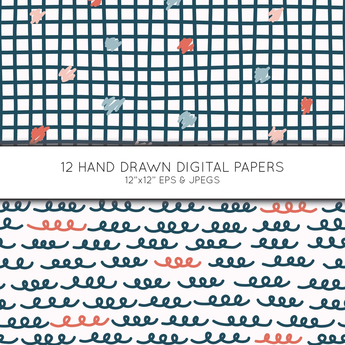 Hand Drawn Scrapbook Paper Doodle Digital Paper Minimalist - Etsy