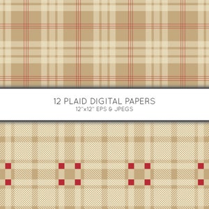 Plaid Digital Paper, Buffalo Plaid Scrapbook Paper, Check Digital Paper ...