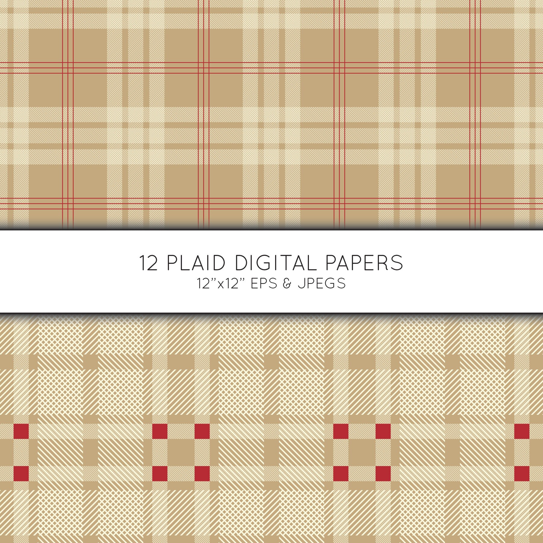 Plaid Digital Paper, Buffalo Plaid Scrapbook Paper, Check Digital Paper ...