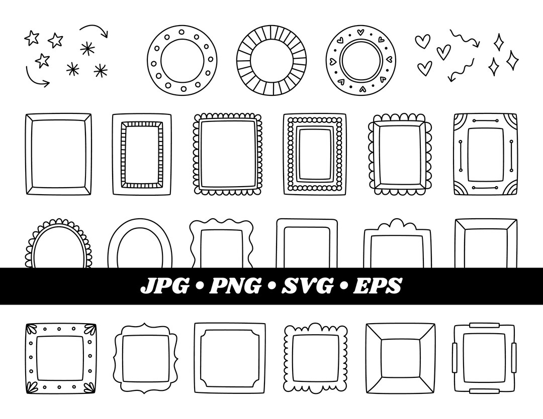Digital Frames Clipart, Doodle Frames Clipart, Hand Drawn Frames ...