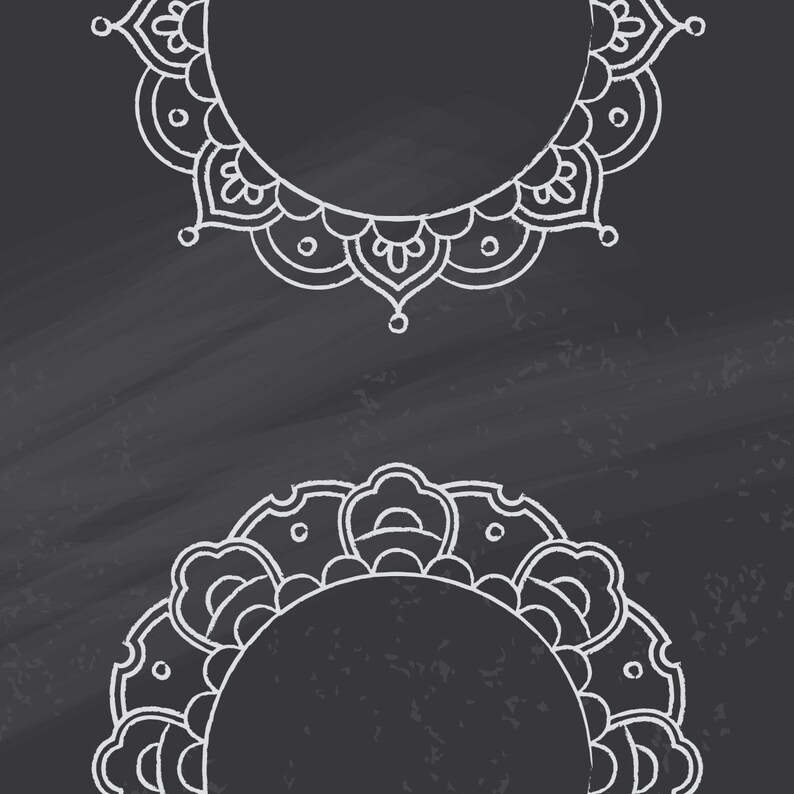 Chalkboard Mandala Circle Frames Clipart Digital Labels Clip - Etsy