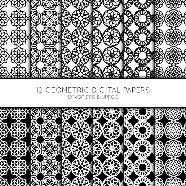 Hand Drawn Scrapbook Paper, Doodle Digital Paper, Black & White ...