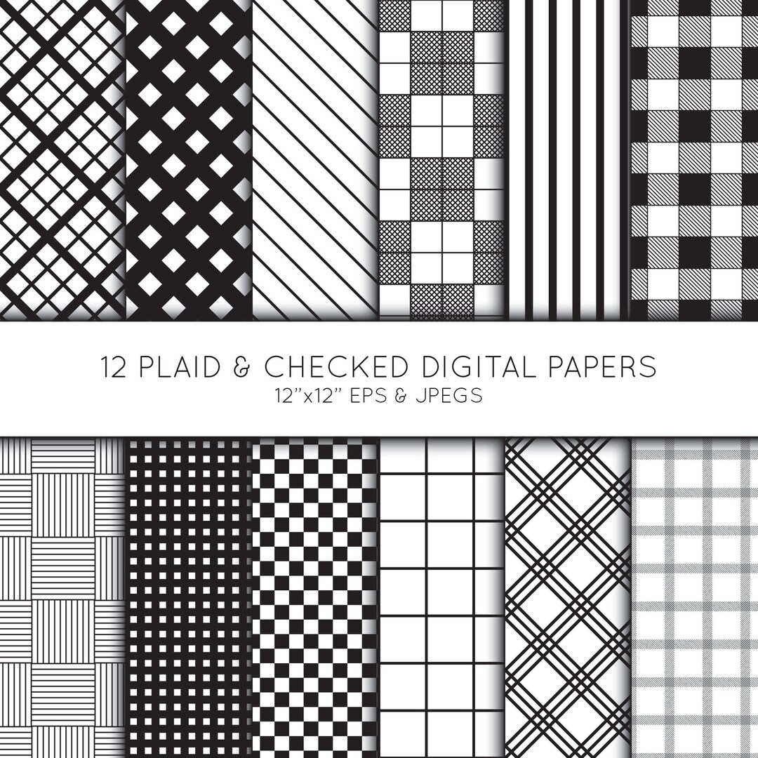 Plaid Digital Paper, Buffalo Plaid Scrapbook Paper, Check Digital Paper ...