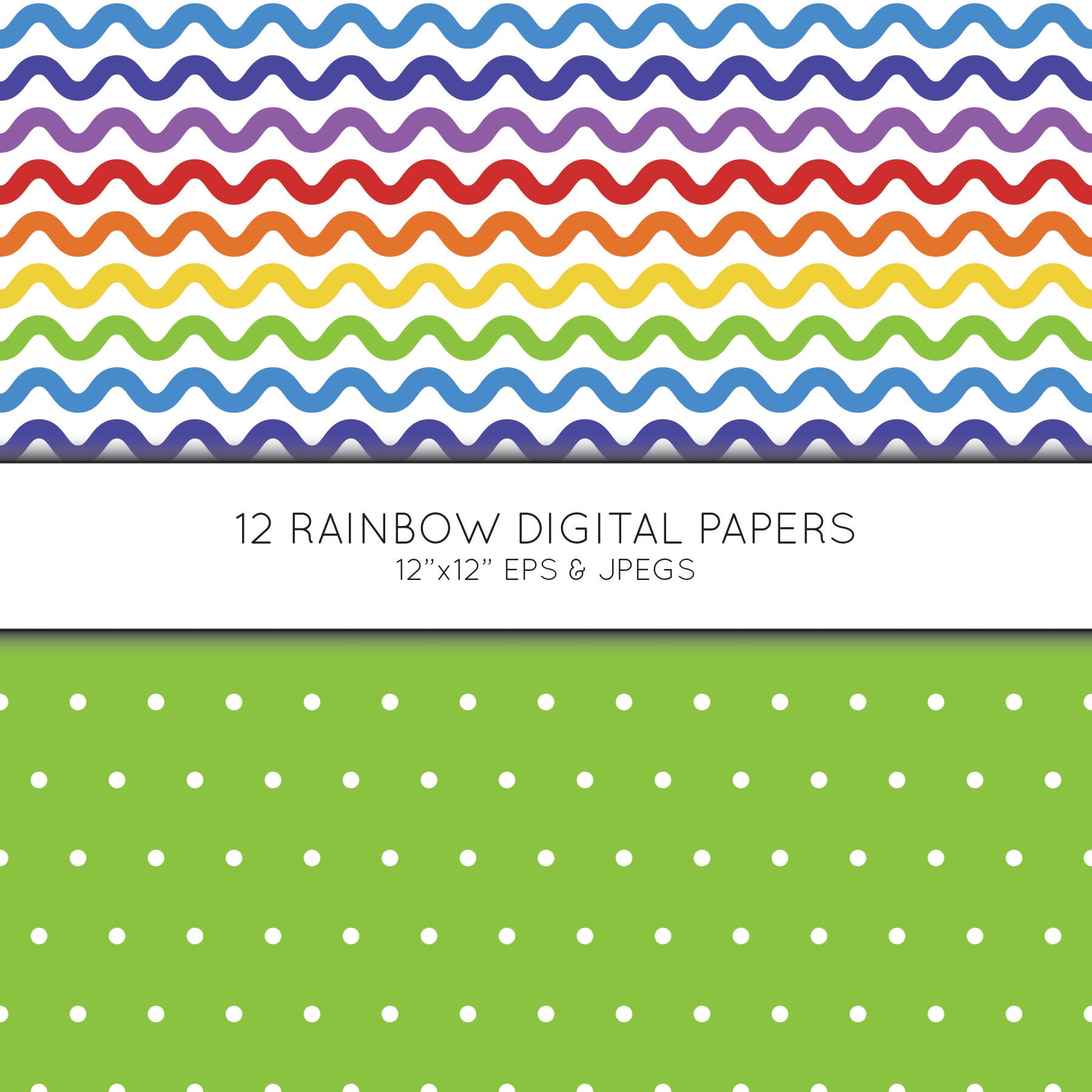 Rainbow Digital Paper, Geometric Scrapbook Paper, Digital Paper Pack ...