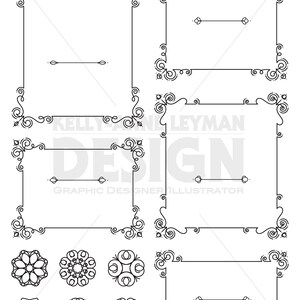 Swirl Digital Frames Clipart, Digital Labels Clipart Set, Flourish ...