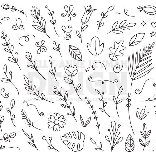 Doodle Flower Clipart Commercial Use Clip Art Hand Drawn - Etsy