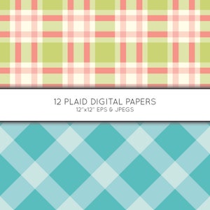 Plaid Digital Paper, Buffalo Plaid Scrapbook Paper, Check Digital Paper ...