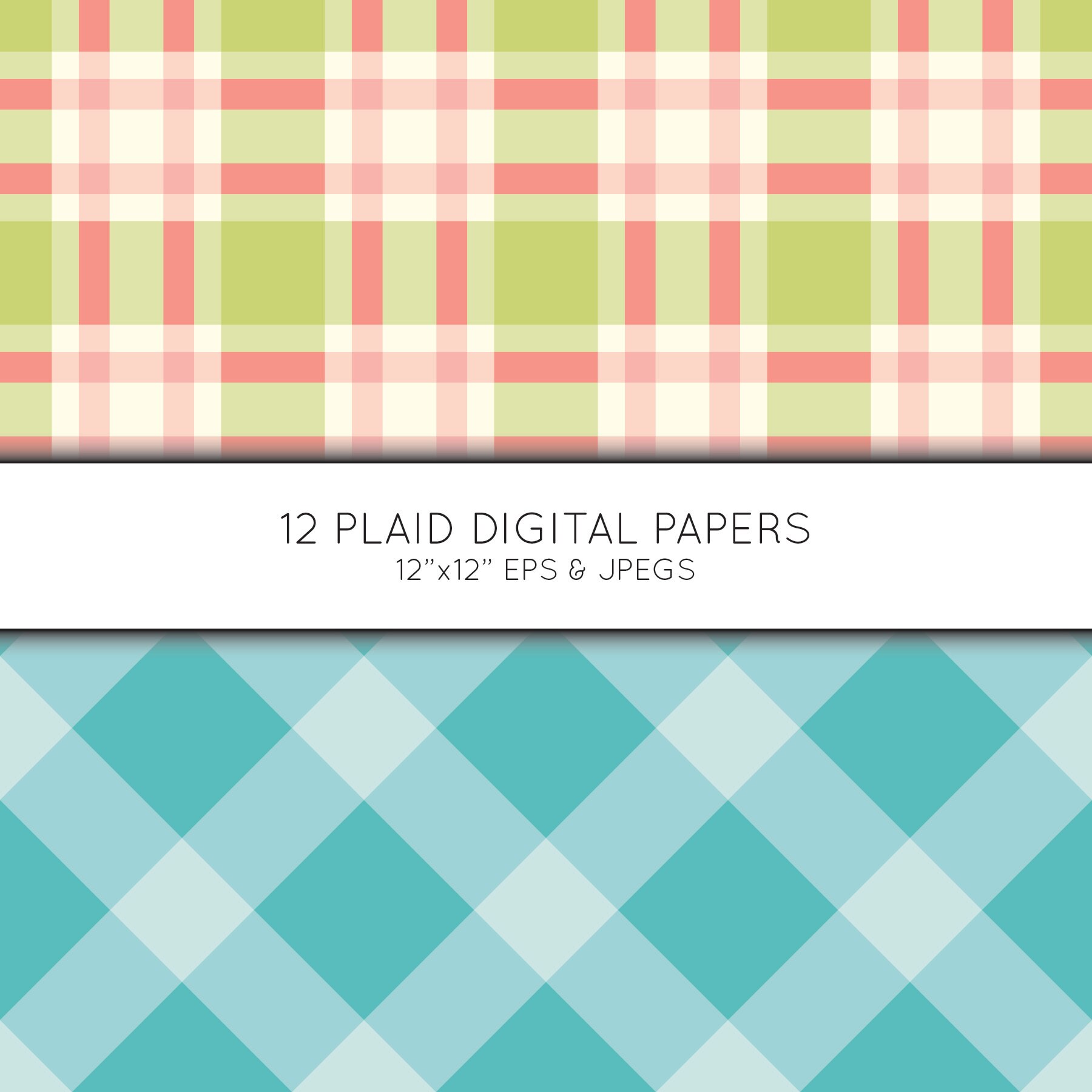 Plaid Digital Paper Buffalo Plaid Scrapbook paper check | Etsy