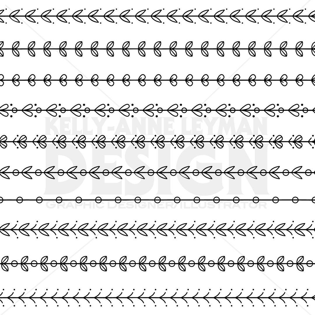 Hand Drawn Digital Border Clipart, Doodle Border Clip Art, Seamless ...