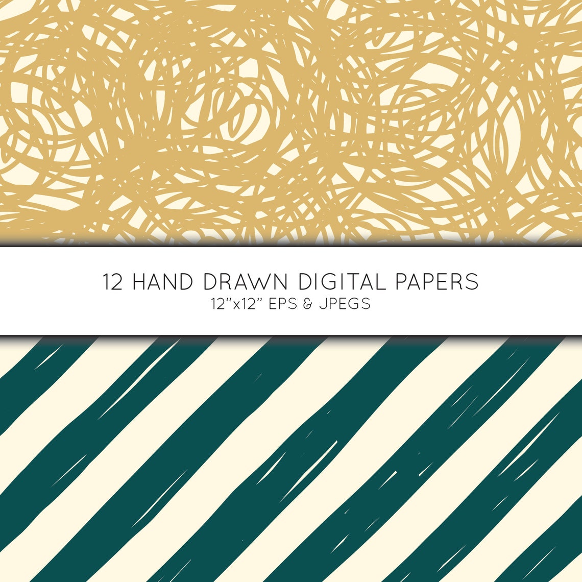 Hand Drawn Scrapbook Paper Doodle Digital Paper Minimalist - Etsy