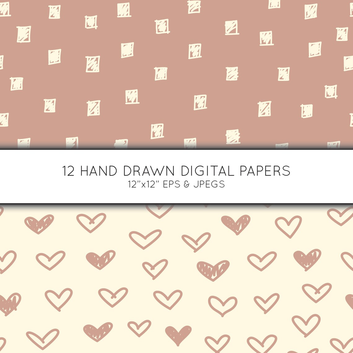 Hand Drawn Scrapbook Paper Doodle Digital Paper Minimalist - Etsy