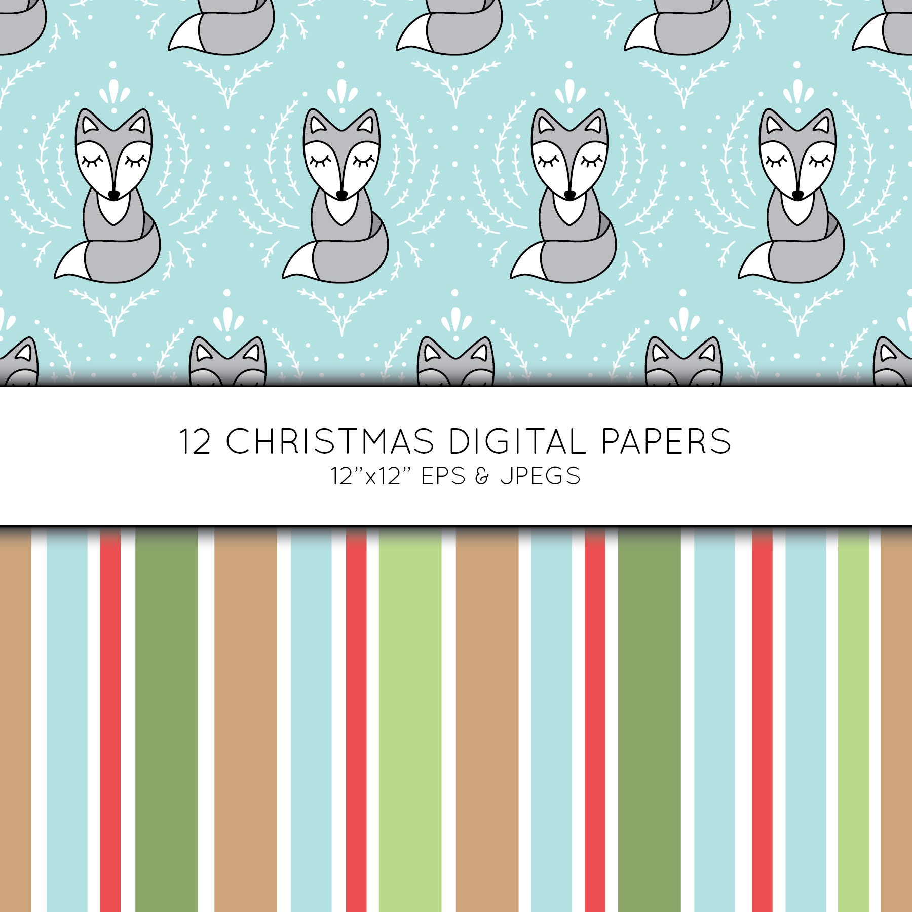 Christmas Digital Paper, Holiday Scrapbook Paper, Digital Paper Pack ...
