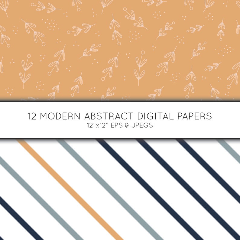 Abstract Digital Paper, Modern Scrapbook Paper, Boho Digital Paper Pack ...