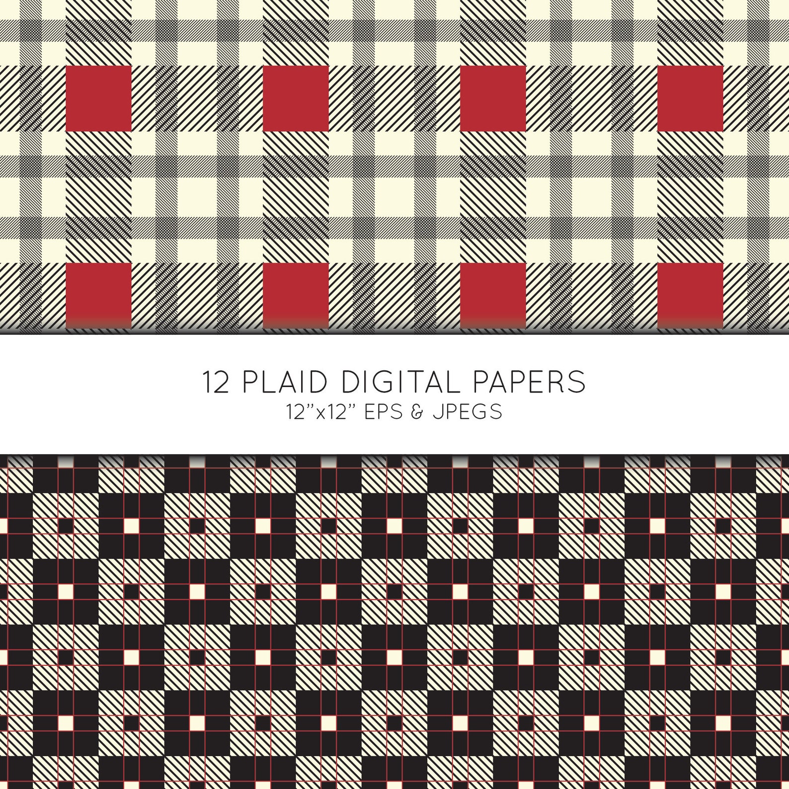 Plaid Digital Paper Buffalo Plaid Scrapbook Paper Check | Etsy