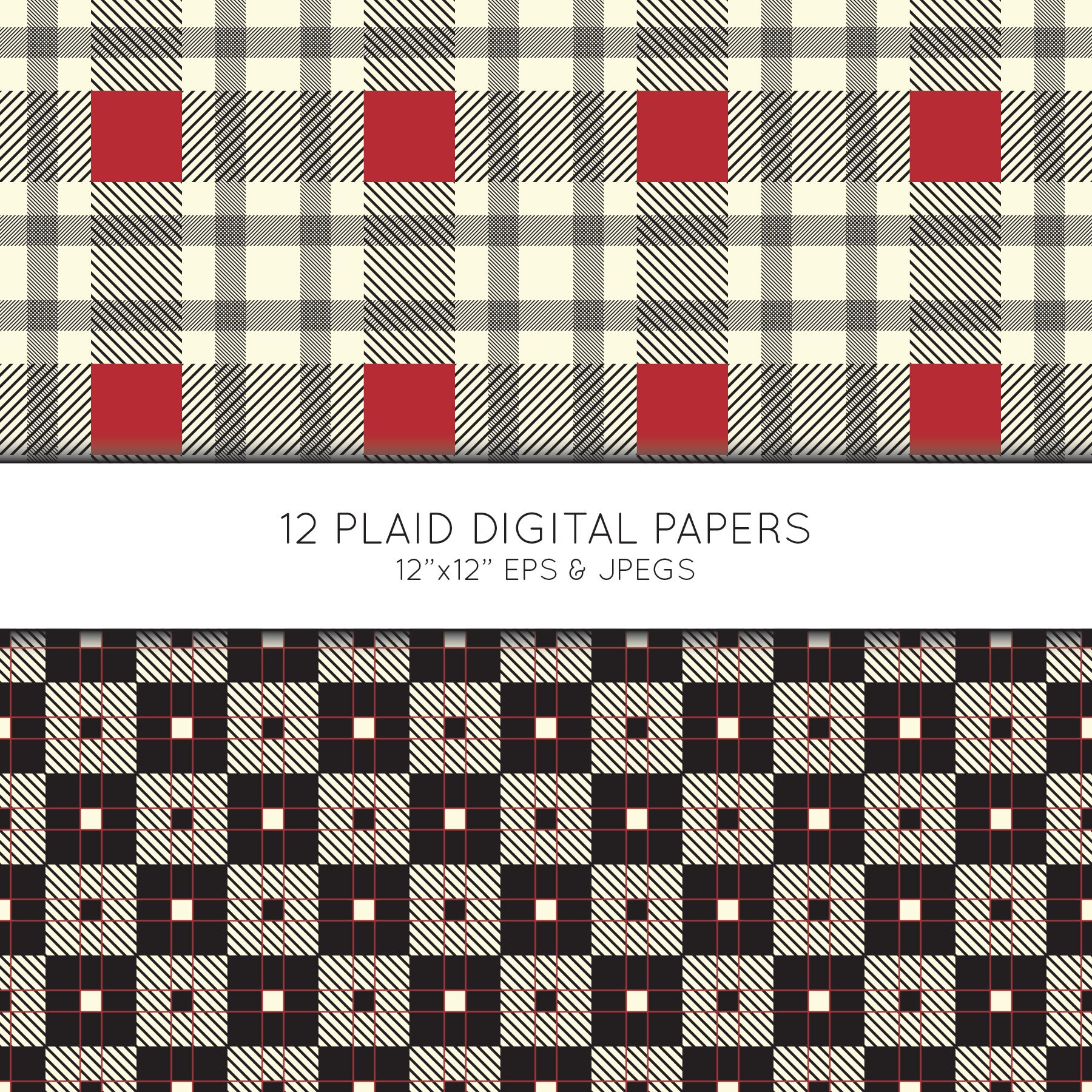 Plaid Digital Paper Buffalo Plaid Scrapbook Paper Check | Etsy