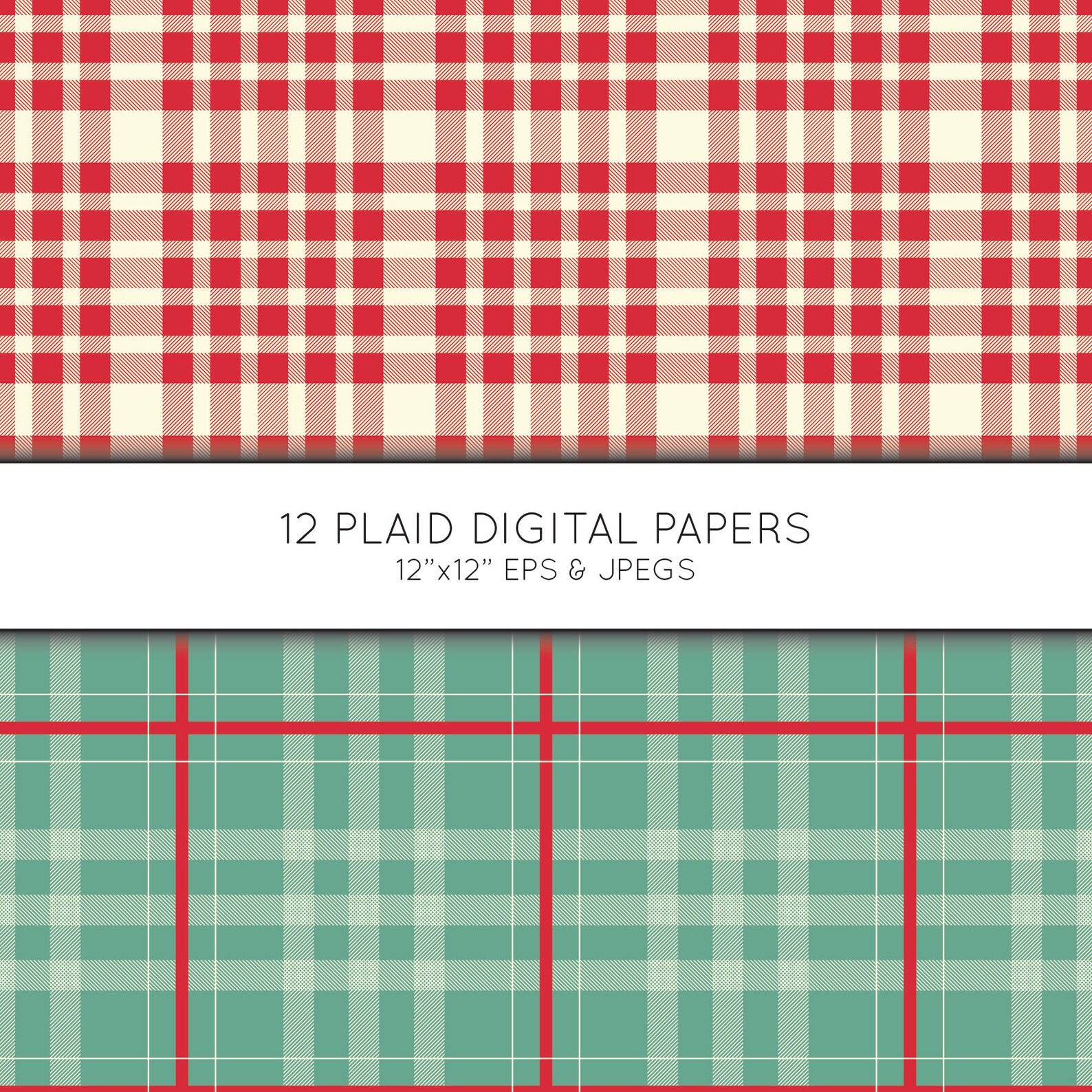 Plaid Digital Paper, Buffalo Plaid Scrapbook Paper, Check Digital Paper ...