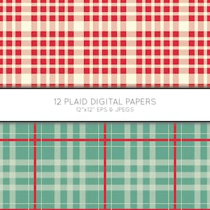 Plaid Digital Paper, Buffalo Plaid Scrapbook Paper, Check Digital Paper ...