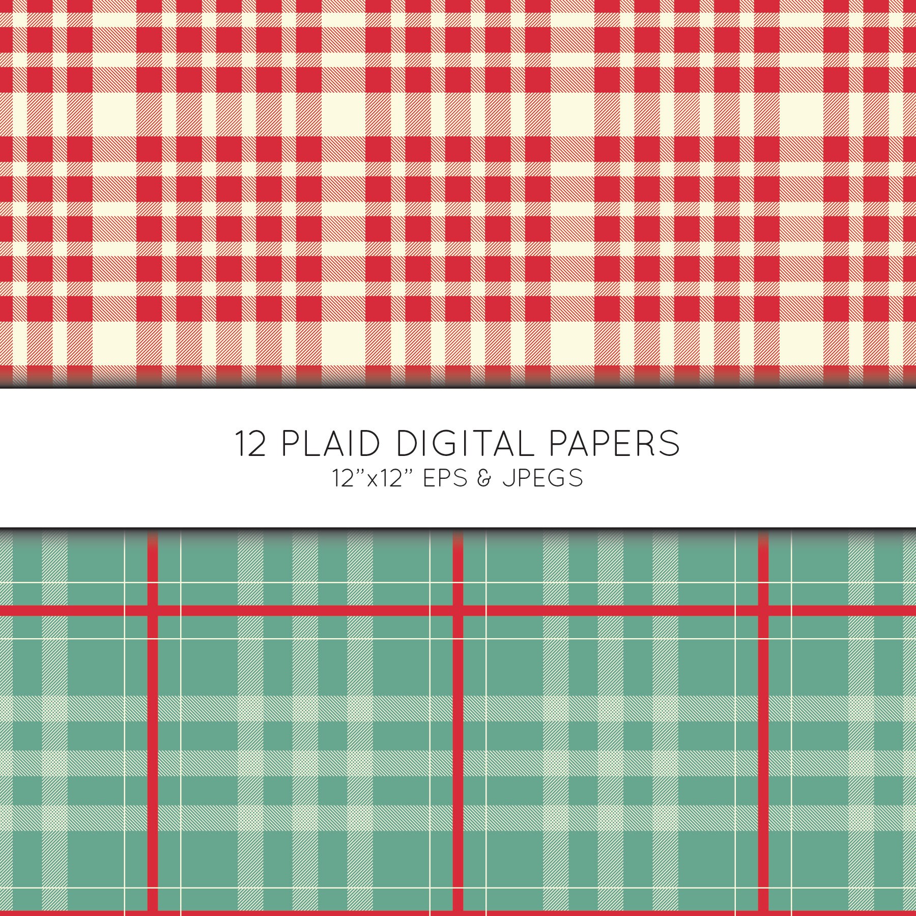 Plaid Digital Paper, Buffalo Plaid Scrapbook Paper, Check Digital Paper ...