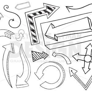 Arrow Clipart, Doodle Digital Arrows Clipart, Clip Art Set, Digital ...
