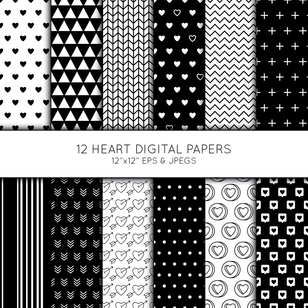 Heart Digital Paper, Heart Scrapbook Paper, Heart Digital Paper Pack ...