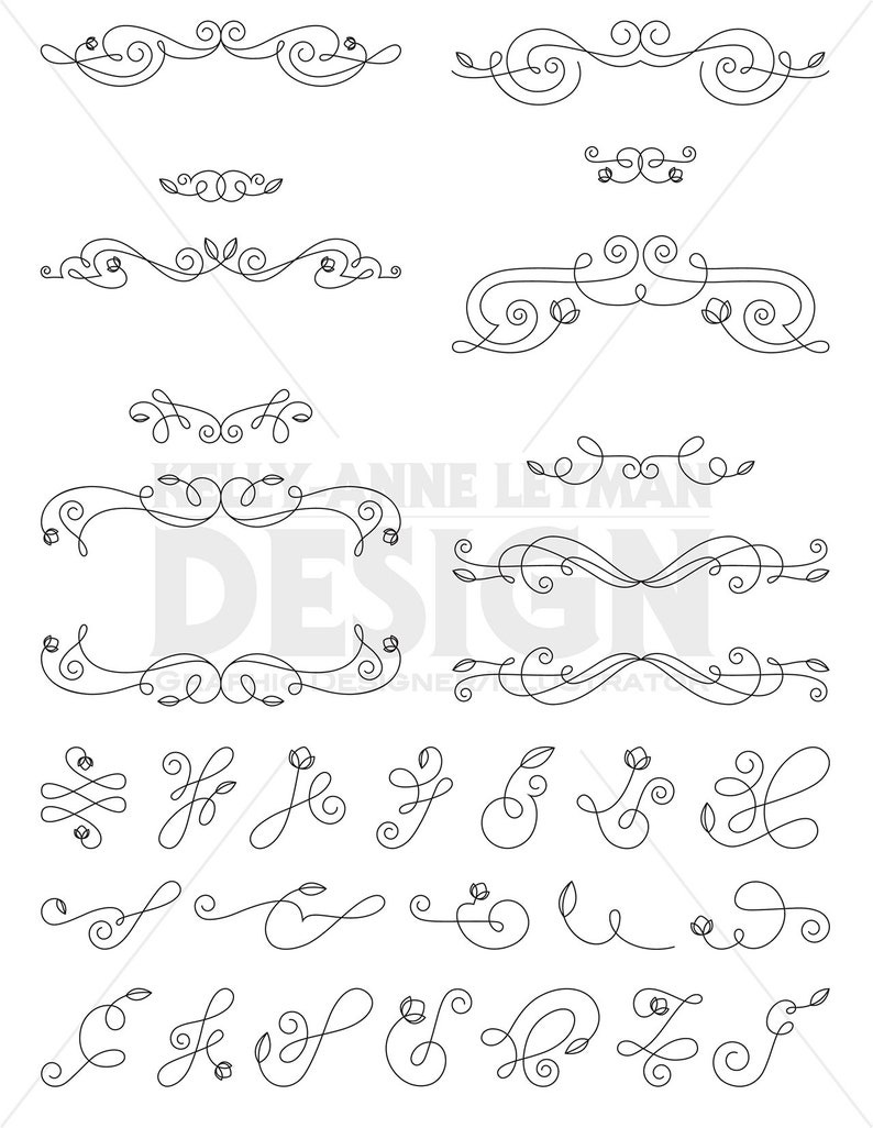Floral Digital Frames Clipart, Digital Labels Clipart Set, Flourish ...