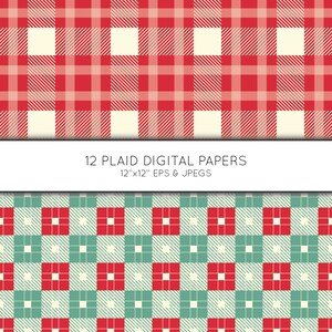 Plaid Digital Paper, Buffalo Plaid Scrapbook Paper, Check Digital Paper ...
