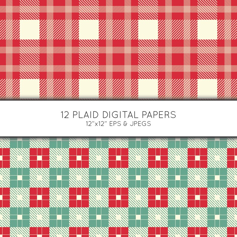 Plaid Digital Paper Buffalo Plaid Scrapbook paper check | Etsy