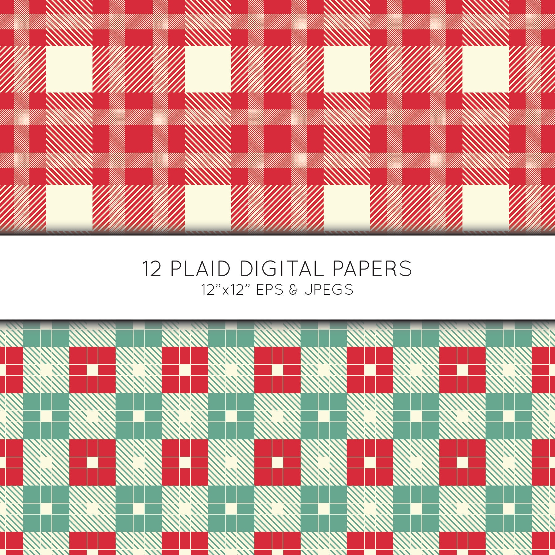 Plaid Digital Paper Buffalo Plaid Scrapbook Paper Check - Etsy