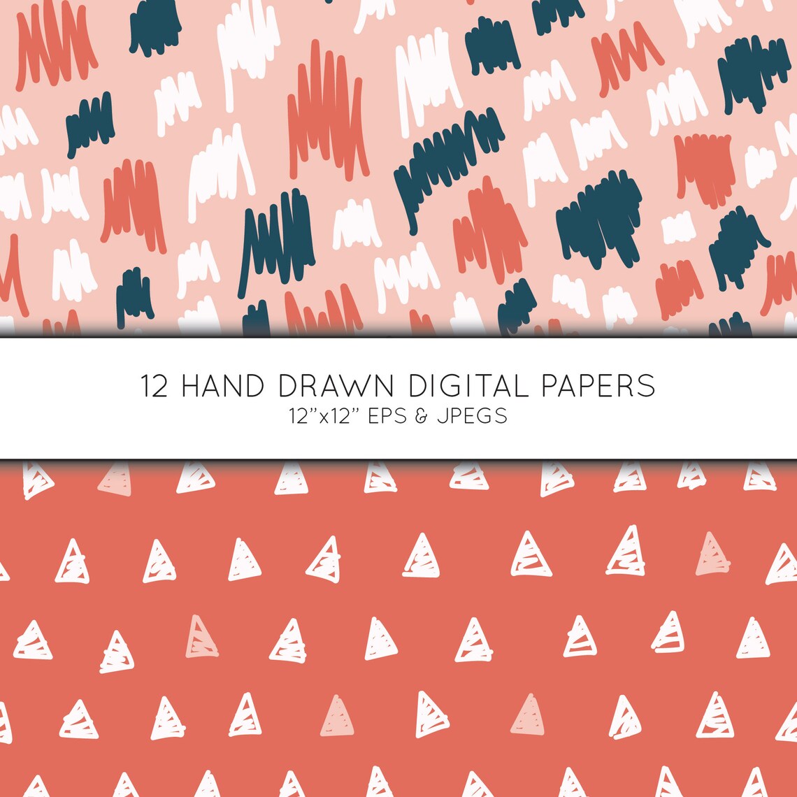 Hand Drawn Scrapbook Paper Doodle Digital Paper Minimalist | Etsy
