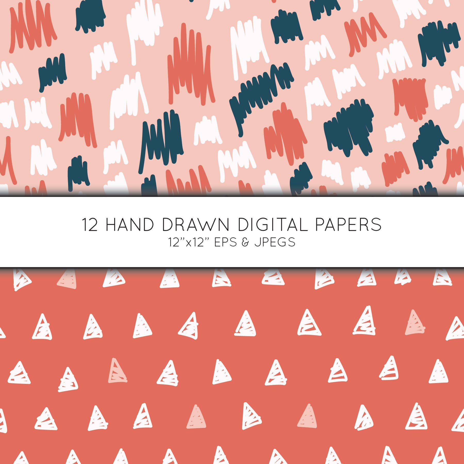 Hand Drawn Scrapbook Paper Doodle Digital Paper Minimalist - Etsy